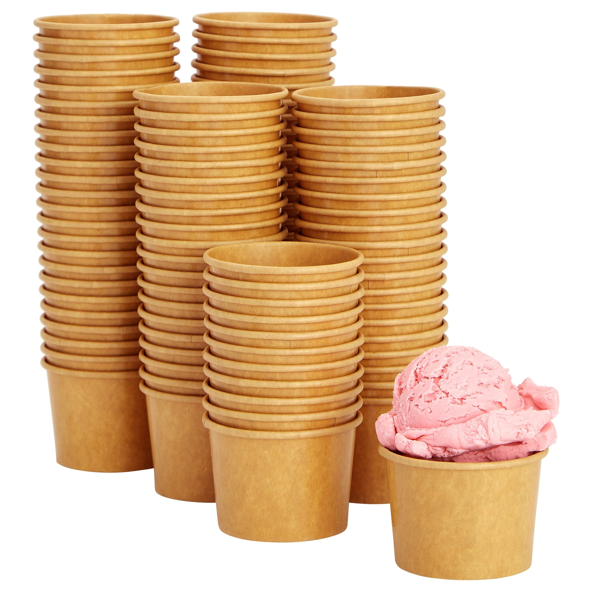 Juvale Disposable Paper Ice Cream Cups, 5 oz Brown Dessert Bowls for ...