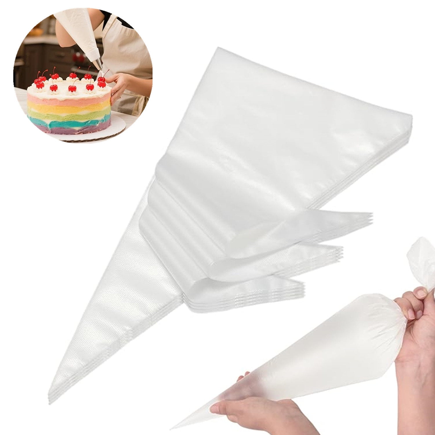 100 Pack Disposable Pastry Bags,16 Inch Clear Thick Plastic Pastry ...