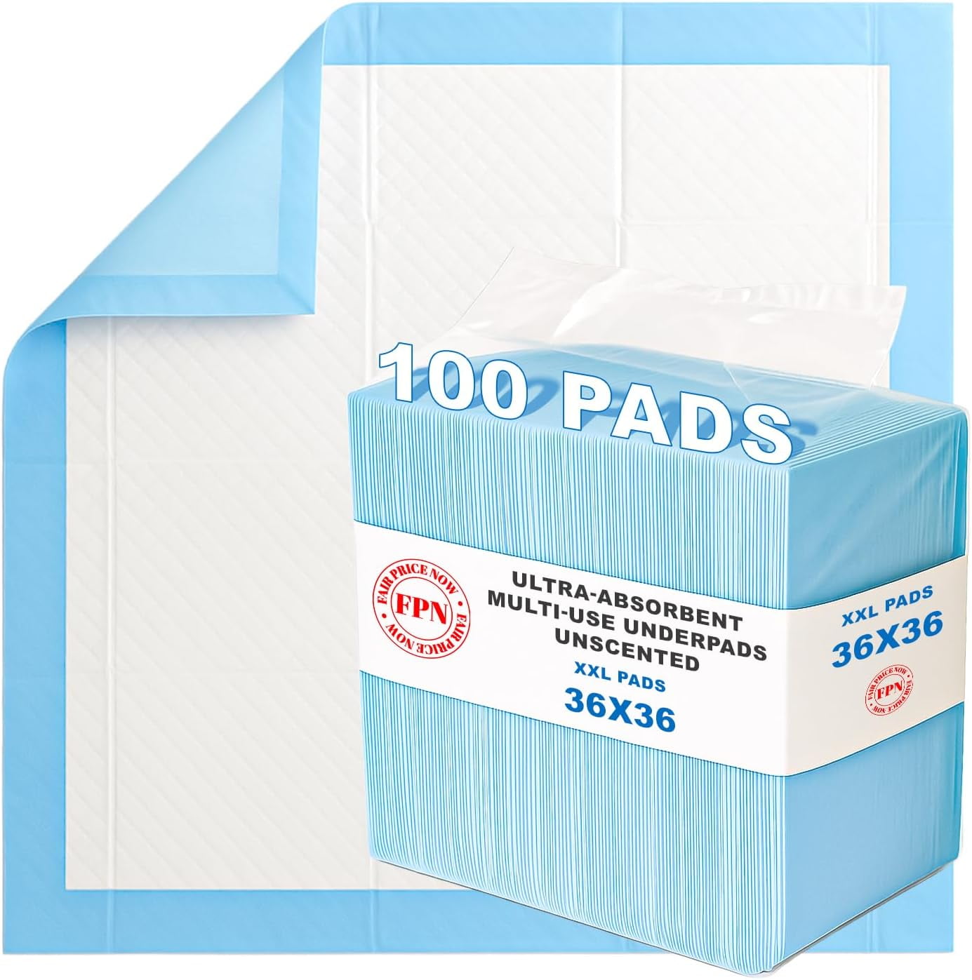 100-Pack Disposable Underpads 36x36 inch | Extra Large, Ultra-Absorbent ...