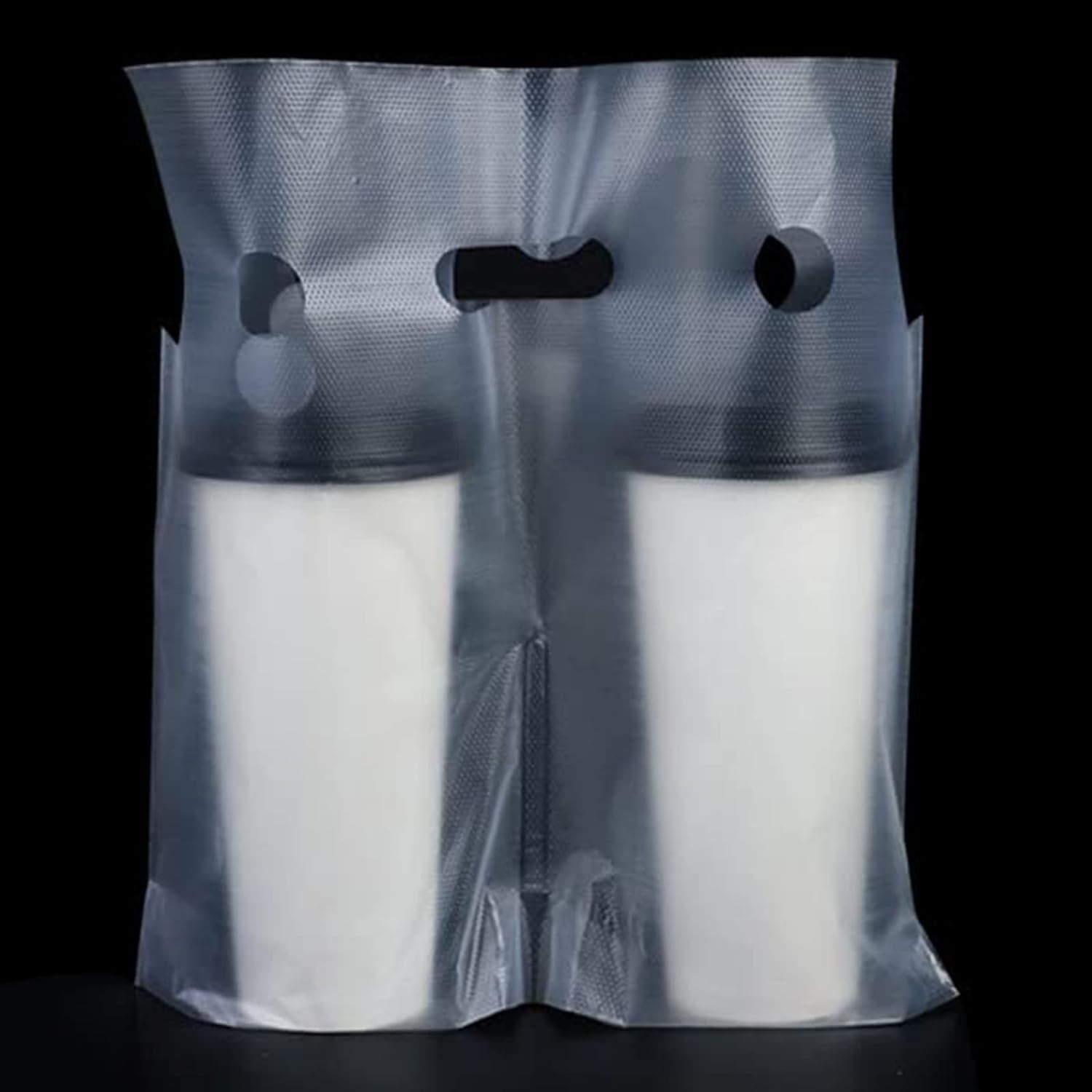 100 Pack Drinking Bags, 12" L x 11" H Cup Carrier with Handle for ...