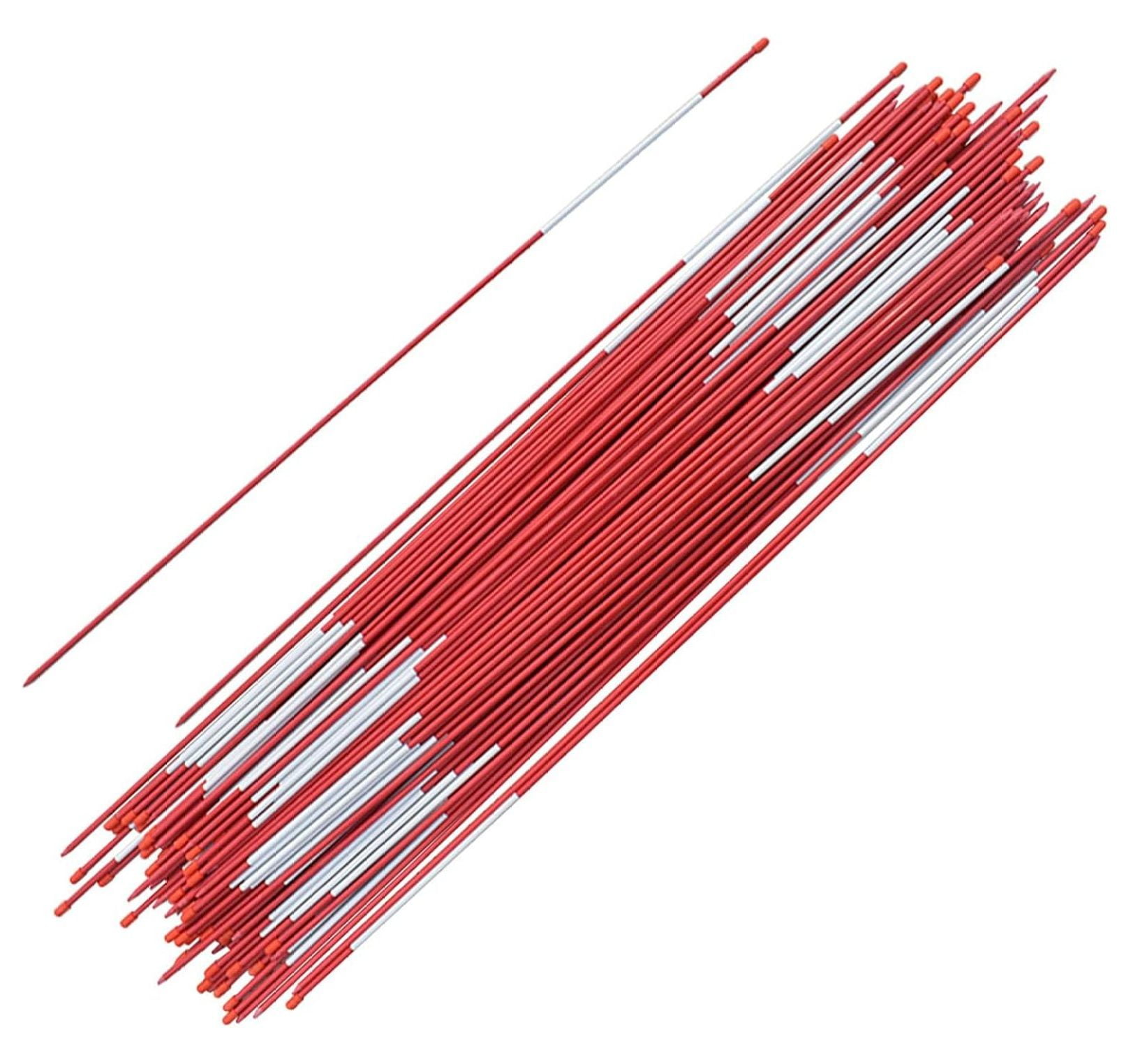 100-Pack Driveway Markers - 48 Inch Red Reflective Snow Stakes ...