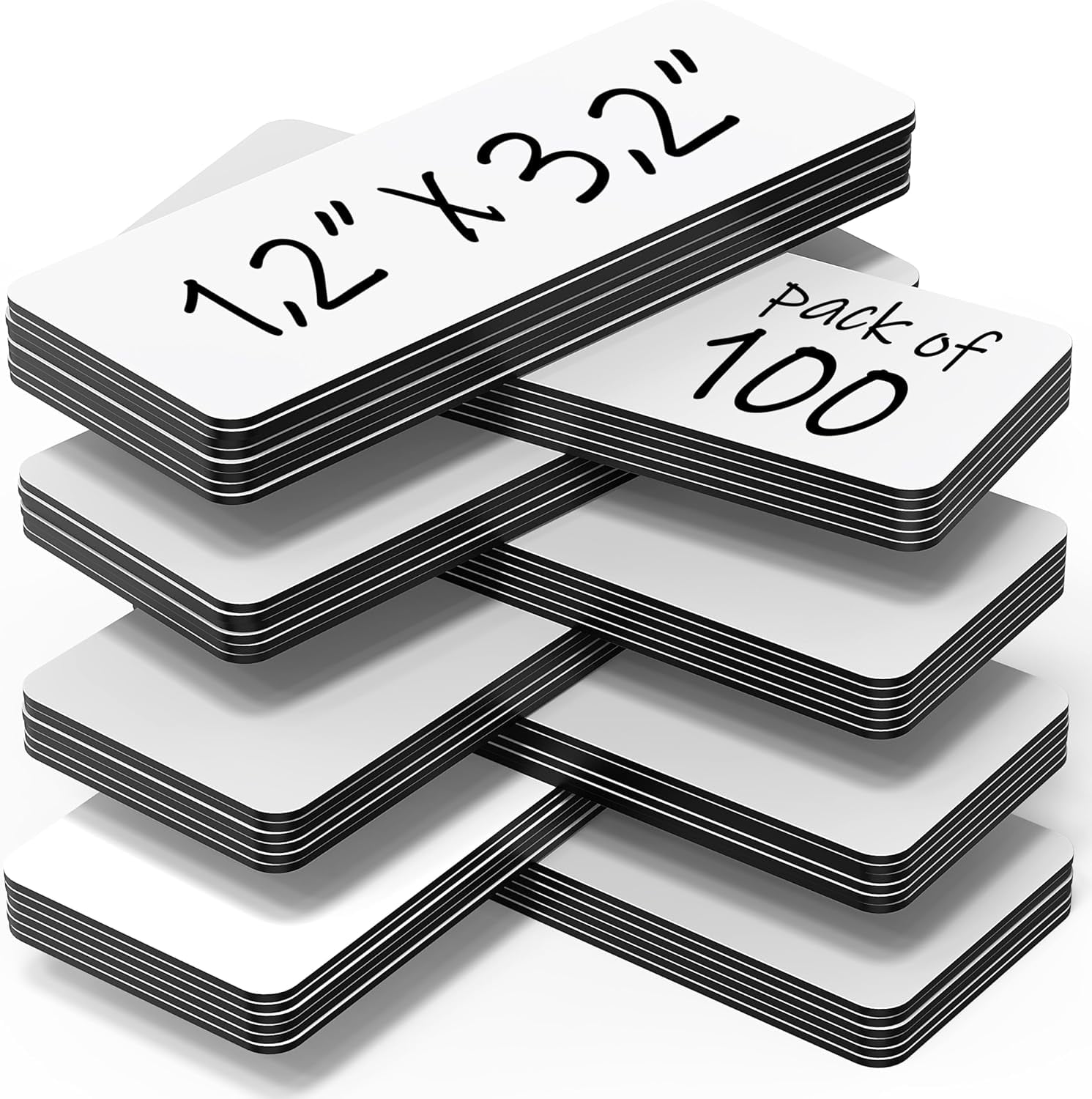 100 Pack Dry Erase Magnetic Labels 3.2x1.2 in - Magnetic Name Tags for ...