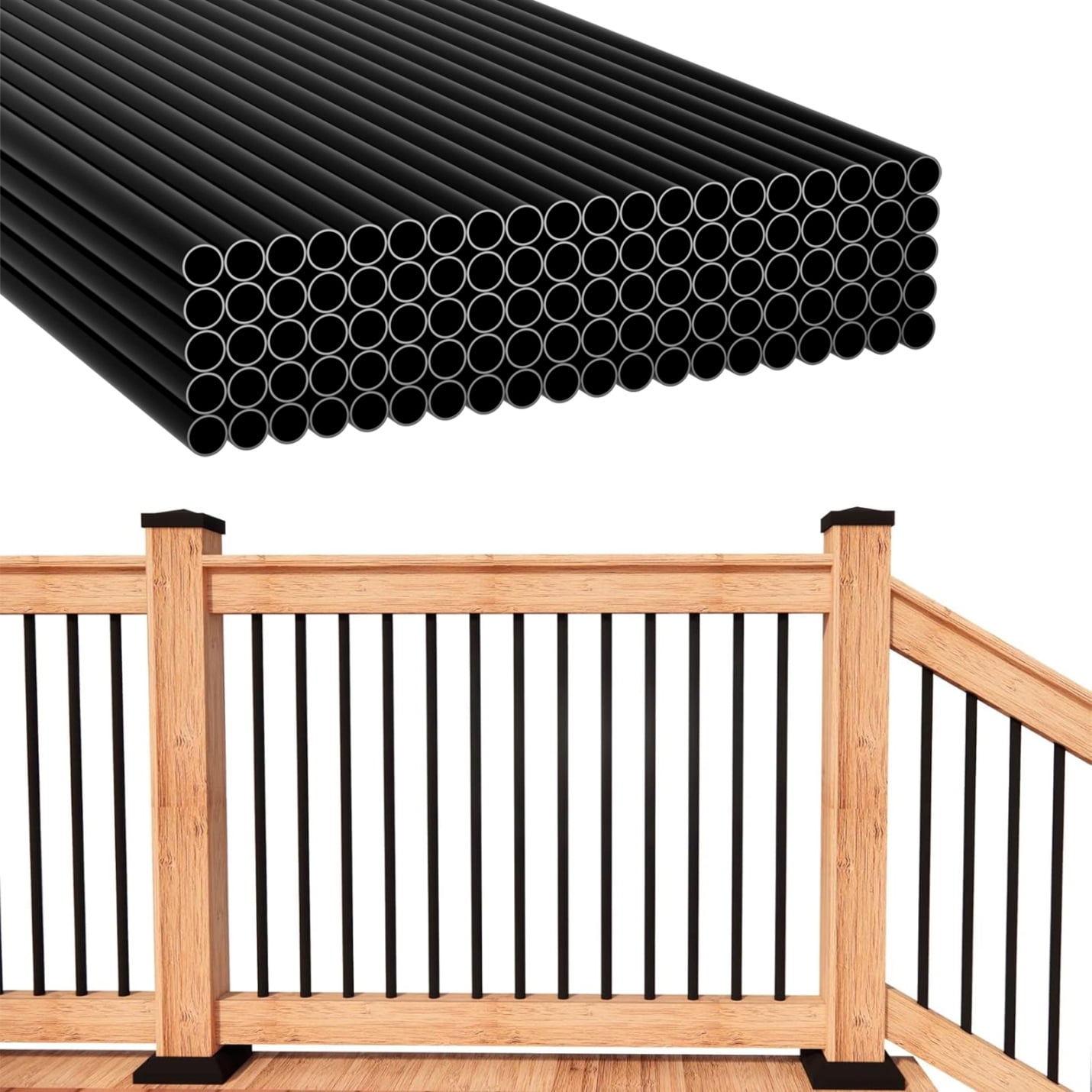 100-Pack Durable Aluminum Deck Balusters & Heavy Duty Metal Railing ...