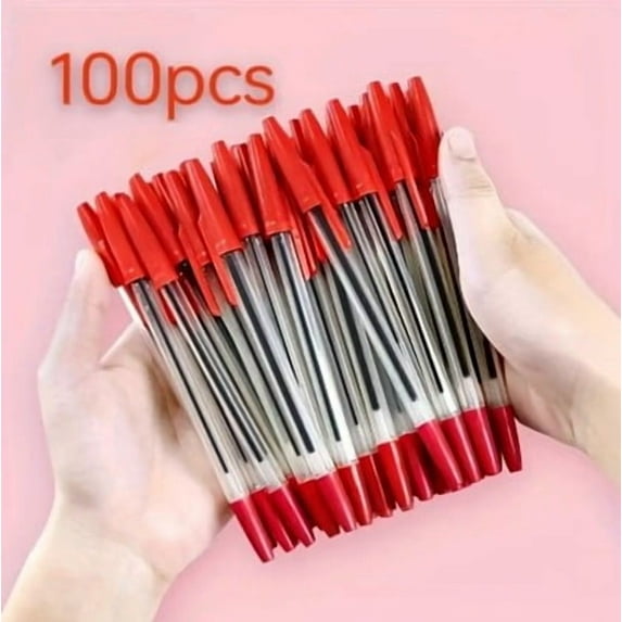 100-Pack Durable Ballpoint Pens, 0.7mm Round Tip, Red/Black/Blue ...