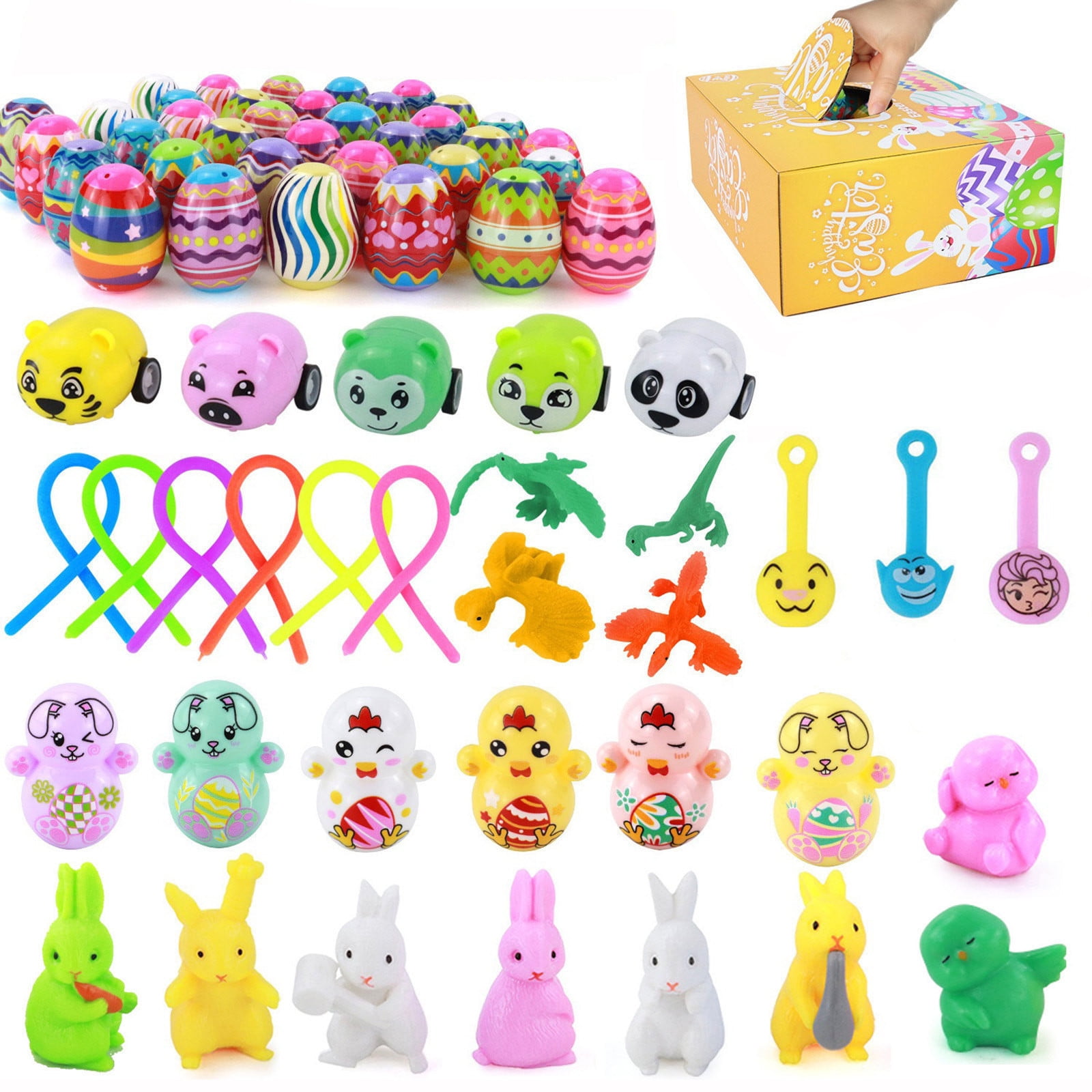 100 Pack Easter Egg Fillers, Easter Basket Stuffers for Kids Boys Girls ...