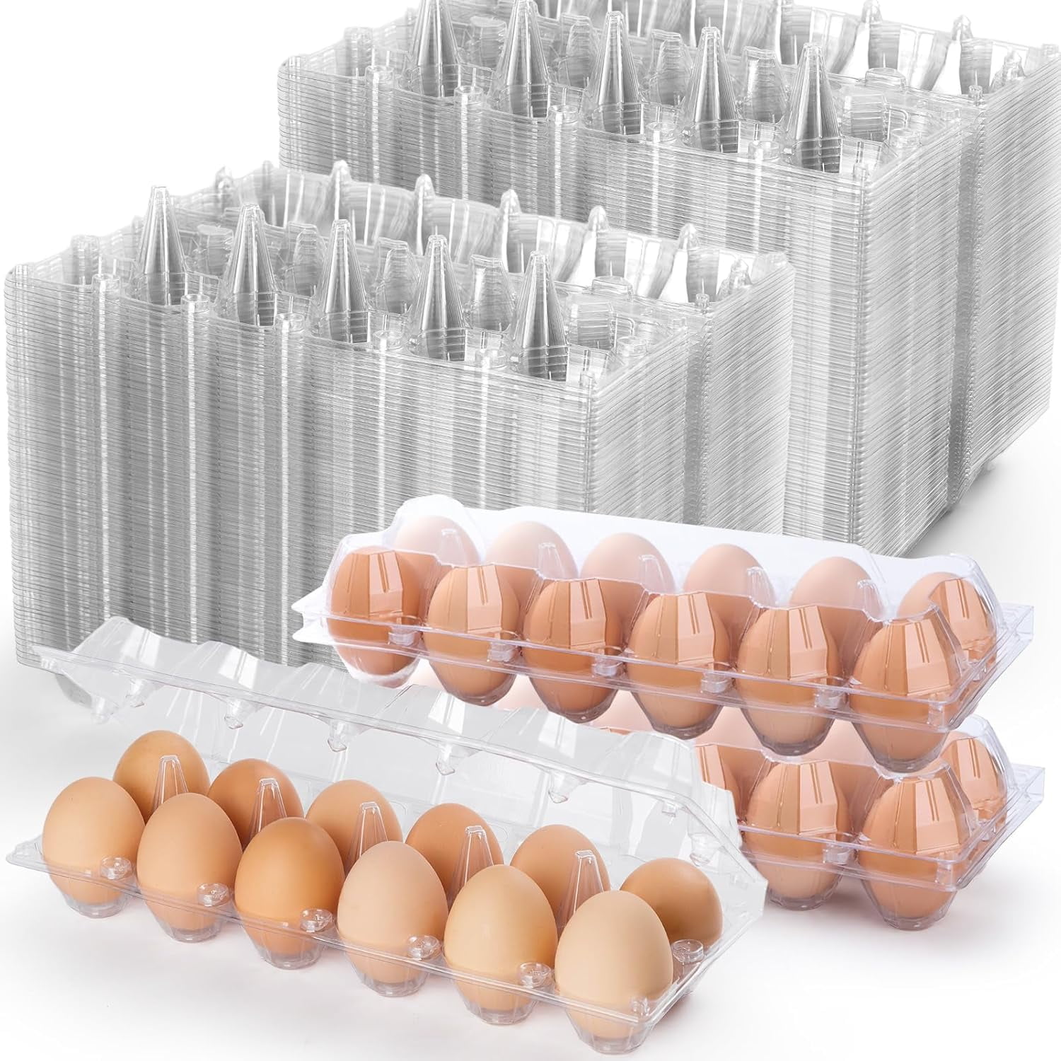 100 Pack Egg Cartons 12 Count, Clear Egg Cartons Cheap Bulk for Chicken ...