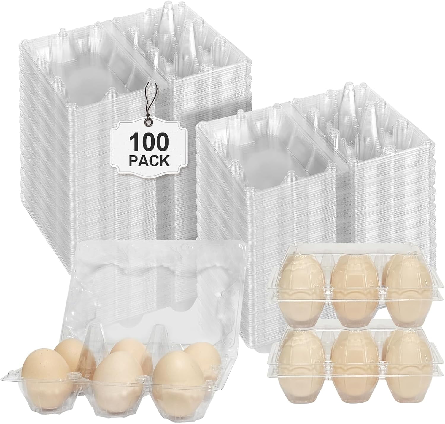100 Pack Egg Cartons 6 Count - Medium Egg Cartons Cheap Bulk - Half ...