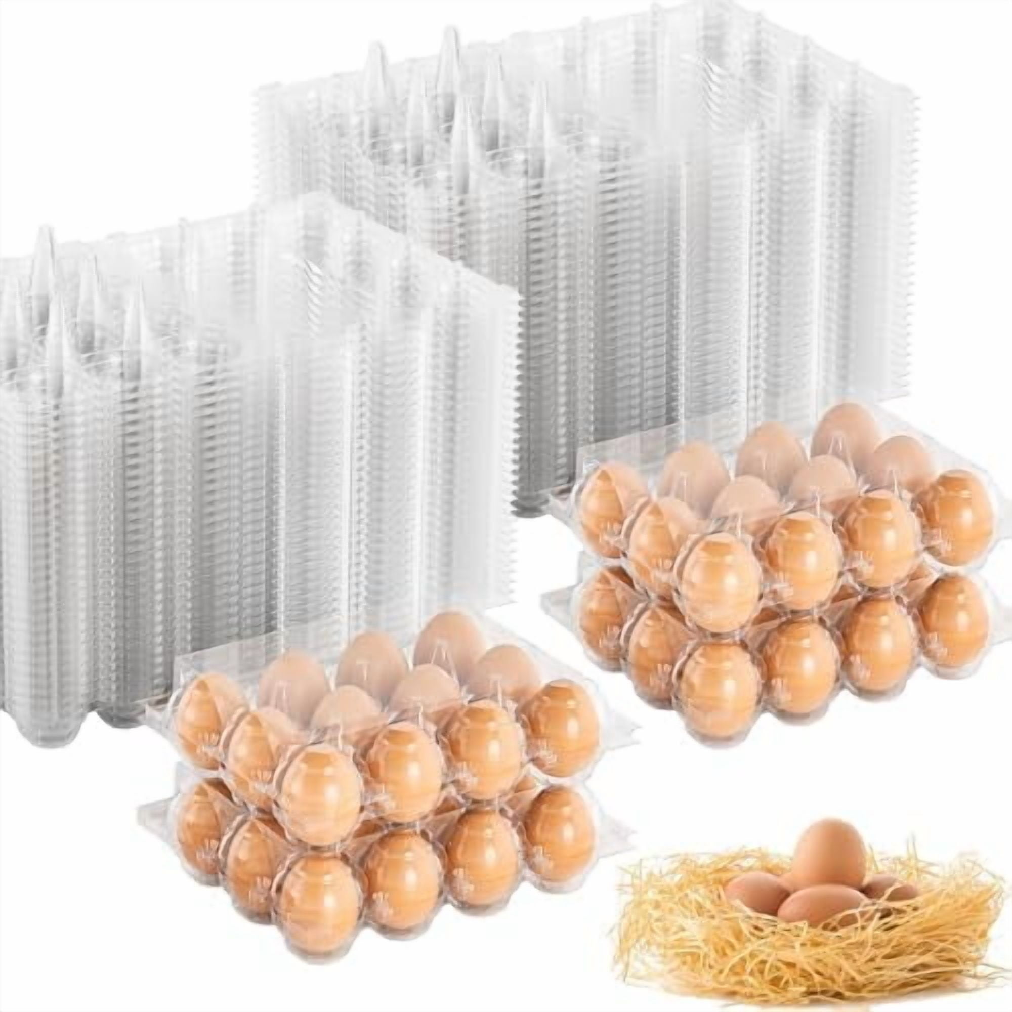 100 Pack Egg Cartons Cheap Bulk 12 Count Clear Plastic Egg Containers ...