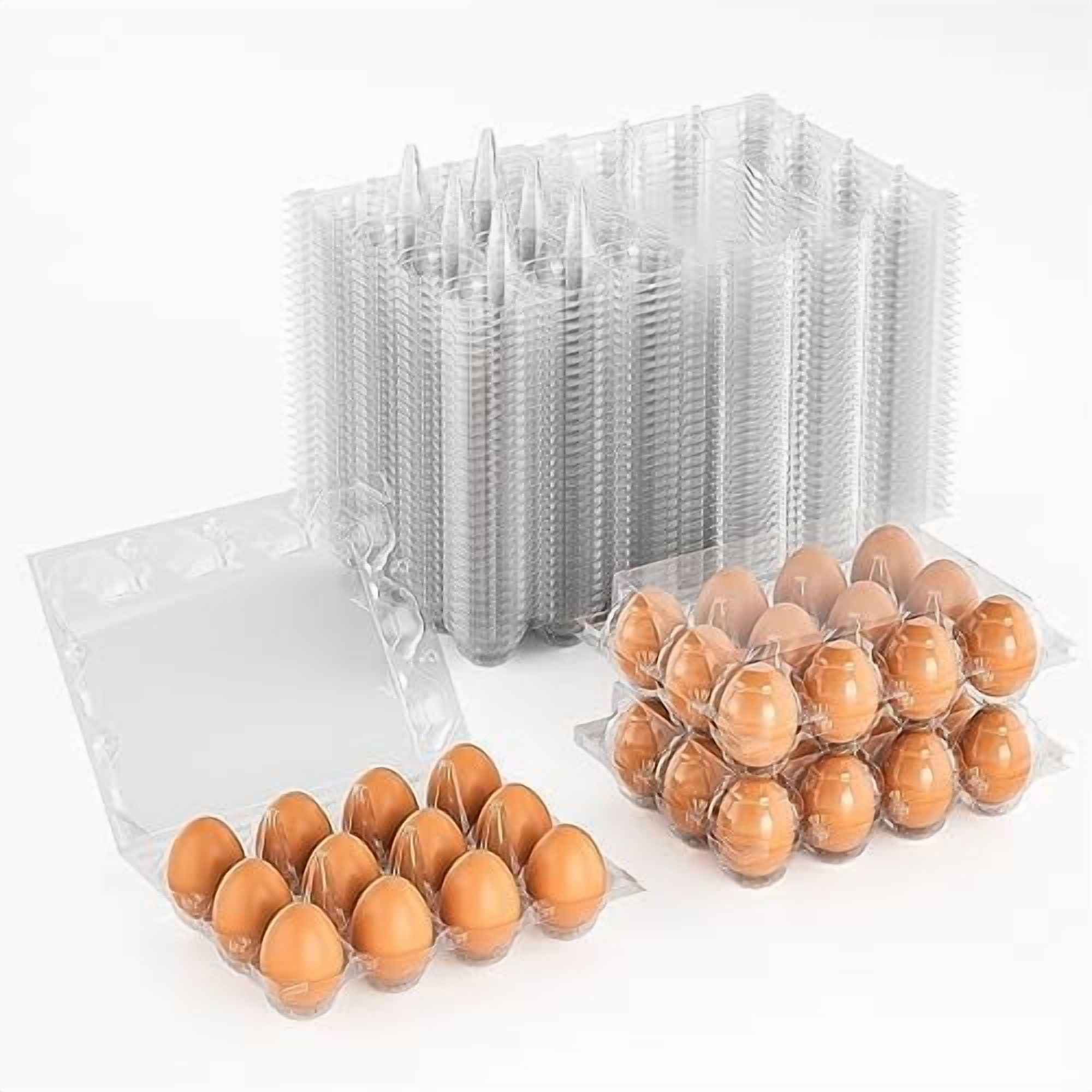 100 Pack Egg Cartons Cheap Bulk 12 Count Clear Plastic Egg Containers ...