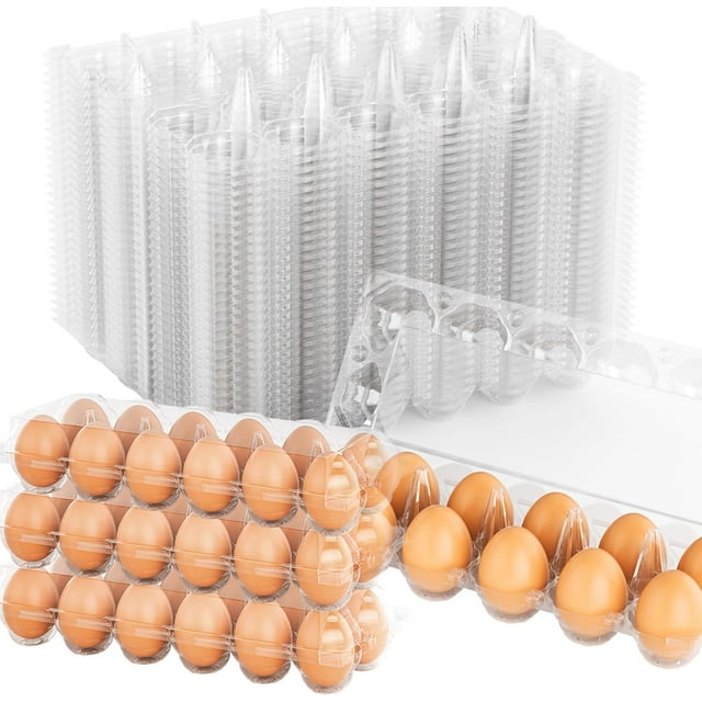 100 Pack Egg Cartons Cheap Bulk 12 Count Clear Plastic Egg Containers ...