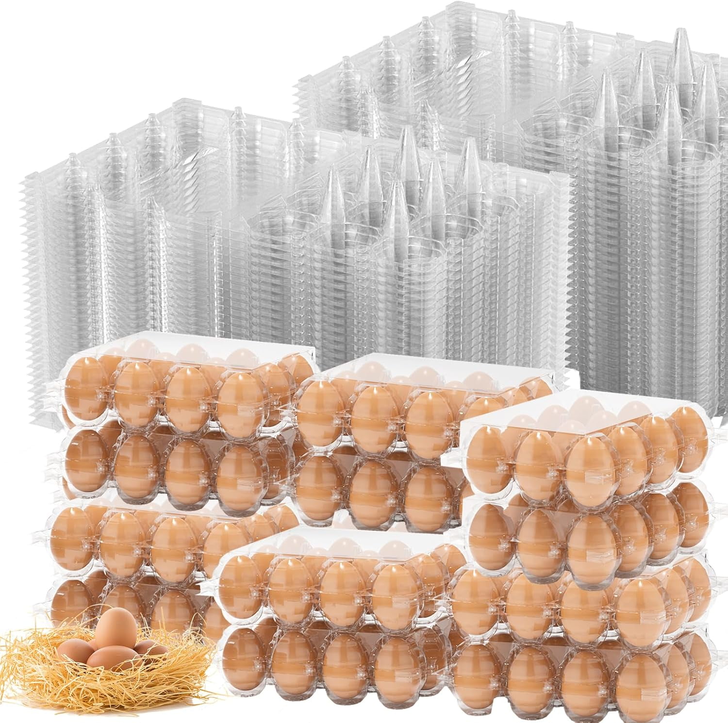 100 Pack Egg Cartons Cheap Bulk 12 Count Clear Plastic Egg Containers ...
