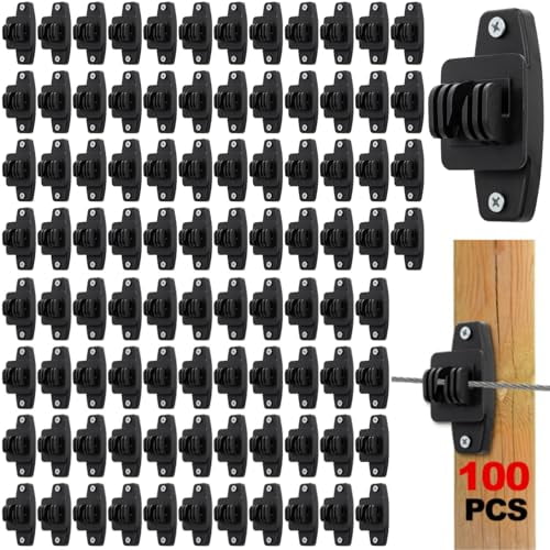 100 Pack Electric Wire Fence Insulators, Black Wood Post Claw ...