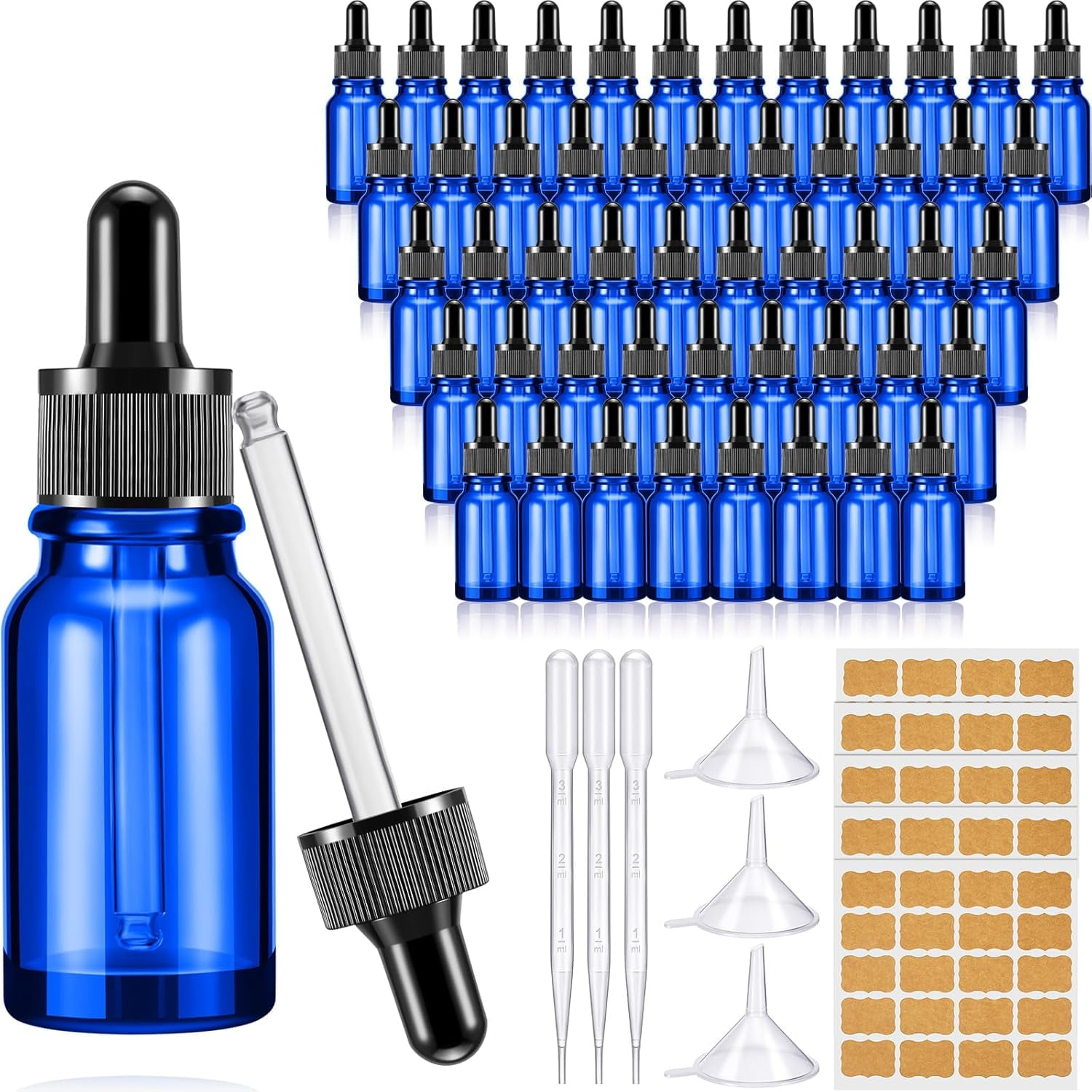 100 Pack Essential Oil Dropper Bottle 15 ml (1/2 Oz) Glass Dropper ...