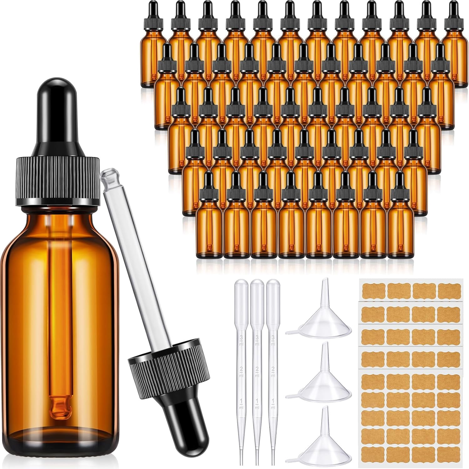 100 Pack Essential Oil Dropper Bottle 30 ml (1 oz) Glass Dropper ...