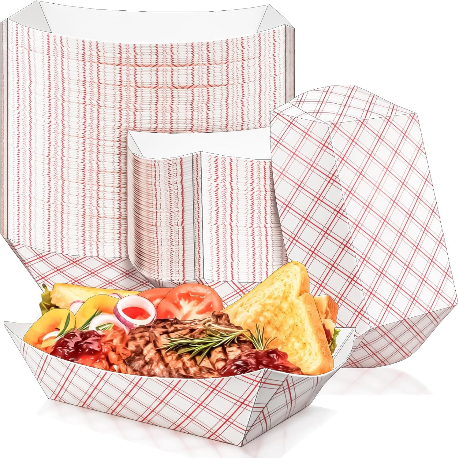 100 Pack Extra Large 5Lb Paper Food Boat Trays Disposable Paper Boat ...