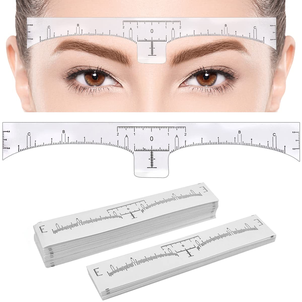 100 Pack Eyebrow Ruler, Disposable Brow Ruler Microblading Adhesive ...