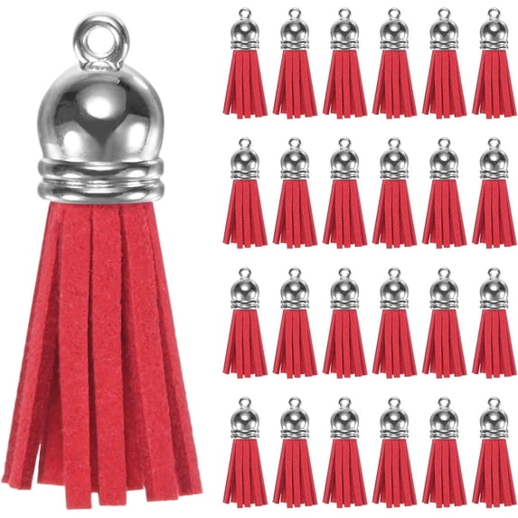 100-Pack Faux Suede Tassel 1.4 Inch Small Keychain Rust Leather Tassels ...
