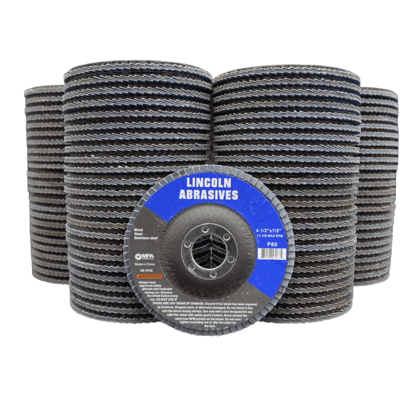 100 Pack Flap Discs 80 Grit 4.5" x 7/8" Grinding Sanding Wheels Disc ...