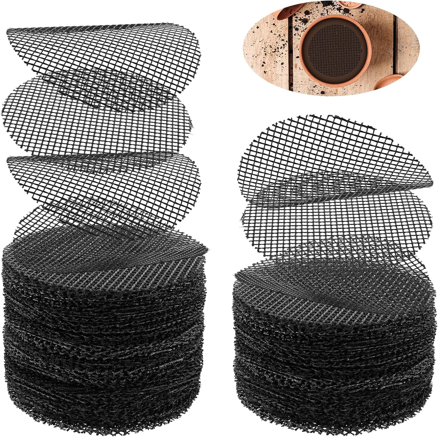 100 Pack Flower Pot Hole Mesh, 2 Inch Plant Pot Drainage, Plastic Mesh ...