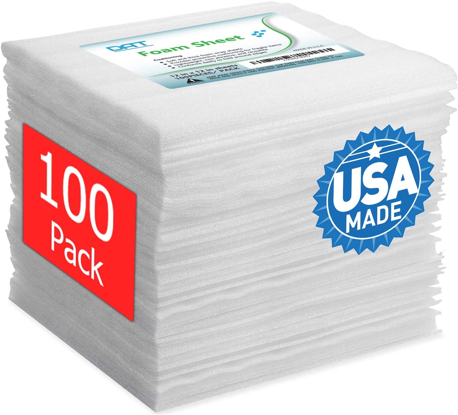 DAT 100 Pack 12"x12" 1/16" Thick Foam Sheets for Packaging & Moving ...
