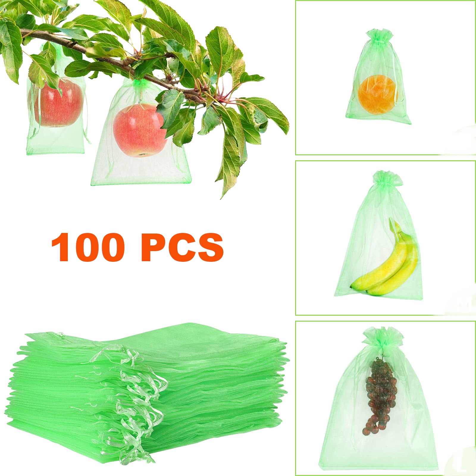 100 Pack Fruit Protector Bags, 6" x 8" Vegetable Protector Bags ...
