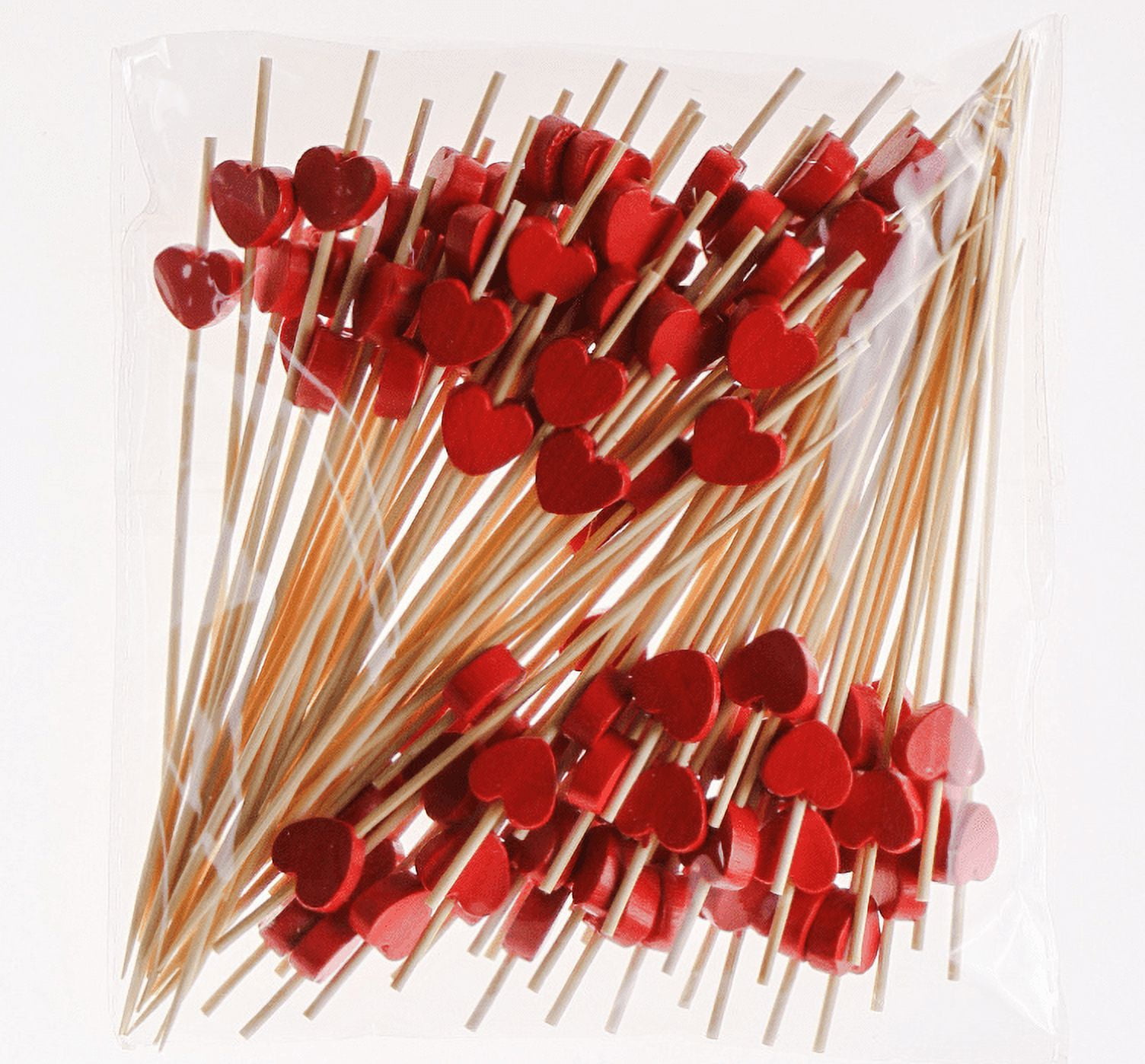 100 Pack Fruit Toothpicks, - Heart-Shaped Bamboo Cocktail Picks for ...