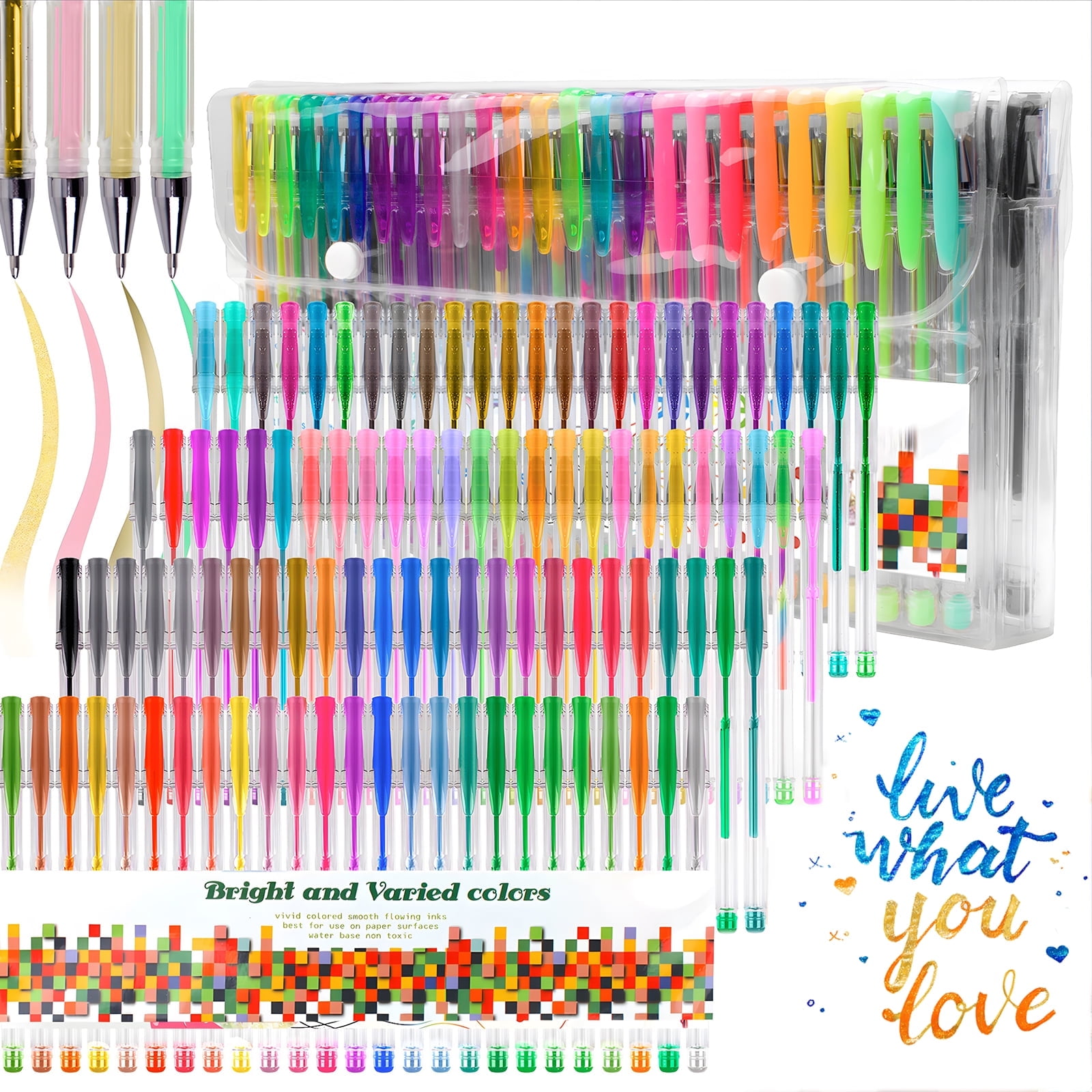 100 Pack Gel Pens Set, Color Art Gel Pen with 100 Colors for Coloring ...