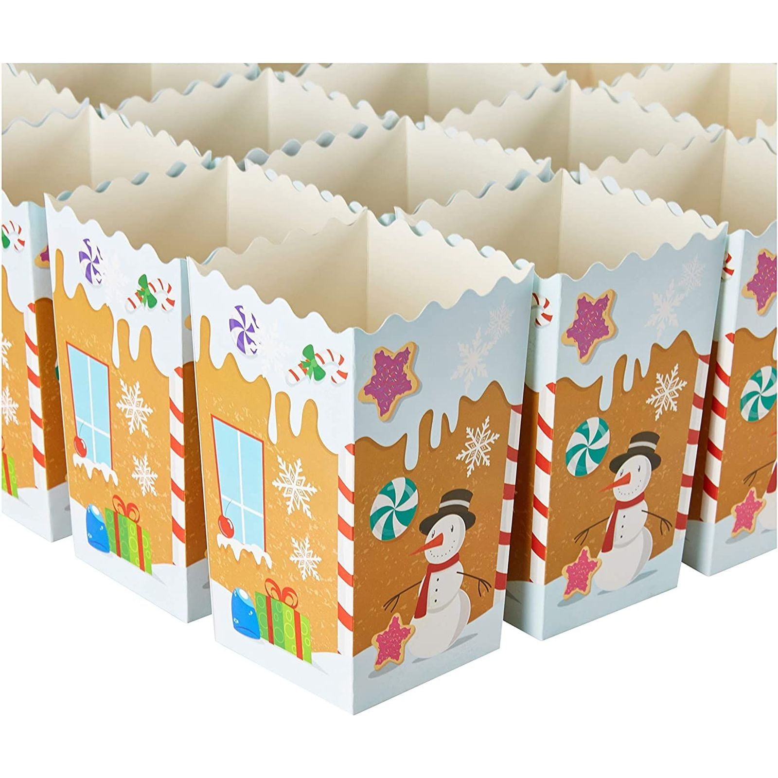 100 Pack Gingerbread Popcorn Boxes for Christmas Party, Holiday Treats ...