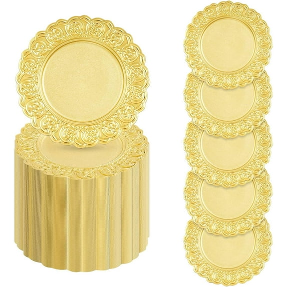 100 Pack Gold Charger Plates Bulk 13 Inch Round Plastic Dinner Plate ...