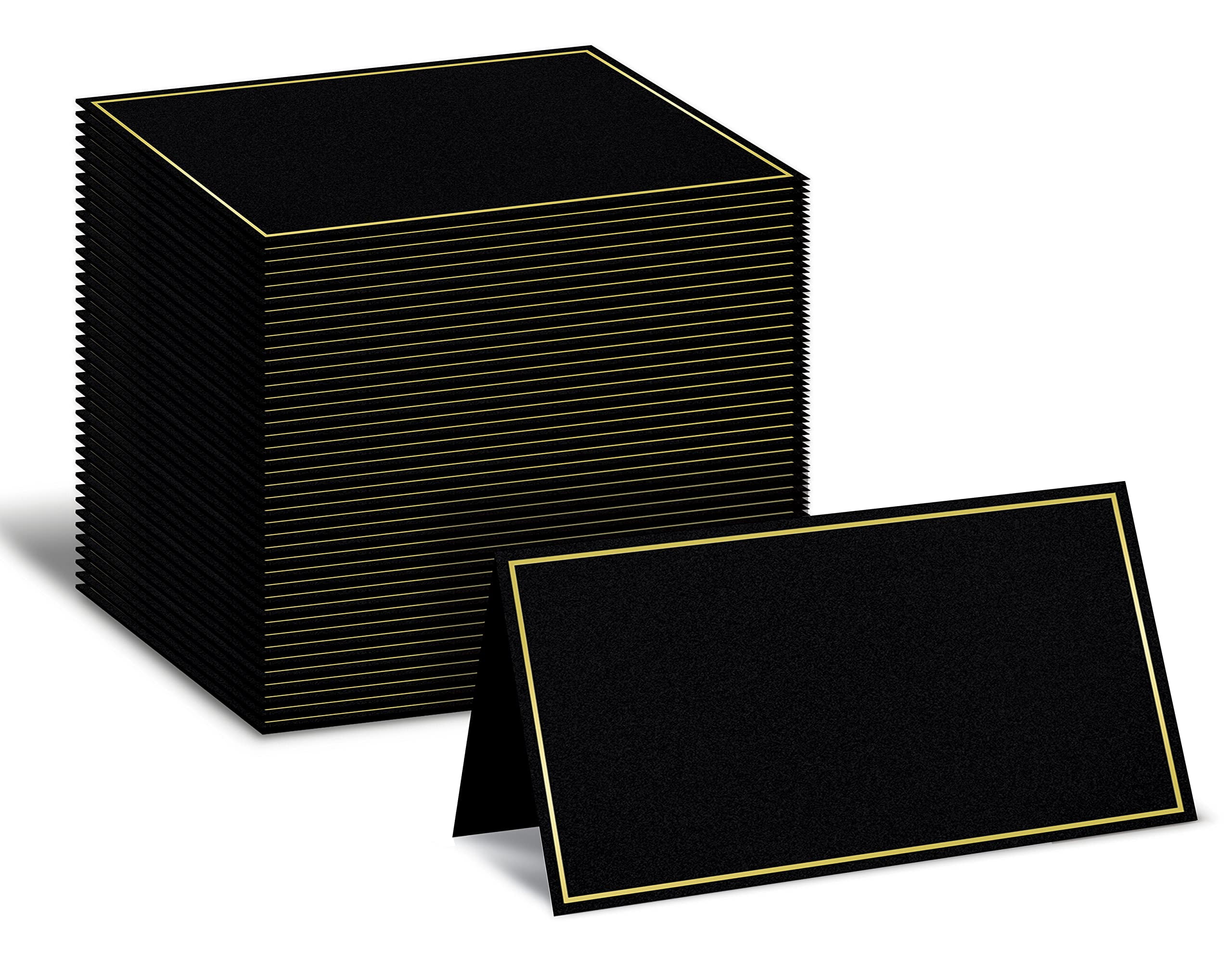 100 Pack Gold Metallic Border Place Cards, 2 x 3.5 in, Folded Table ...