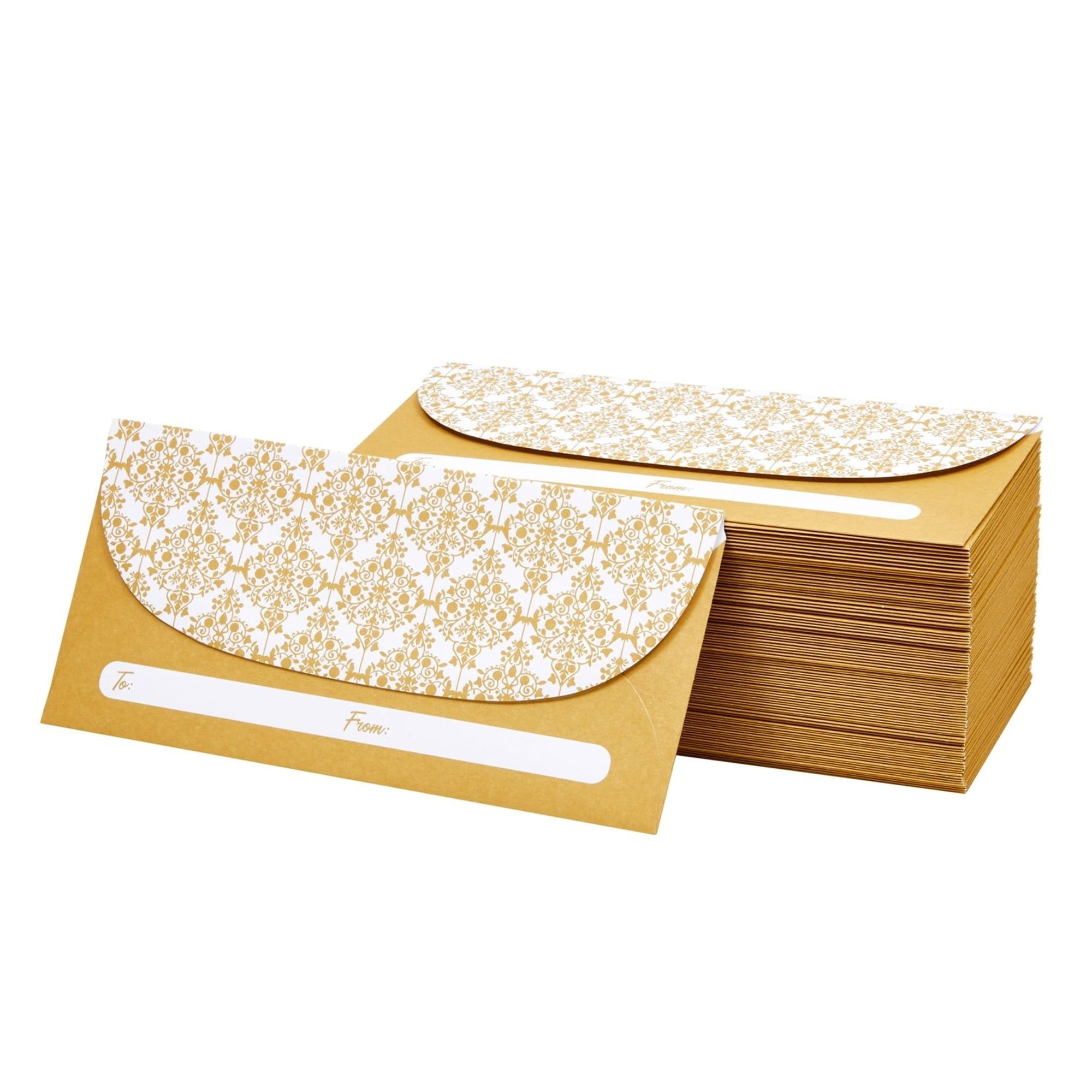 100 Pack Gold Money Envelopes, Decorative Design for Events, Bulk Value ...