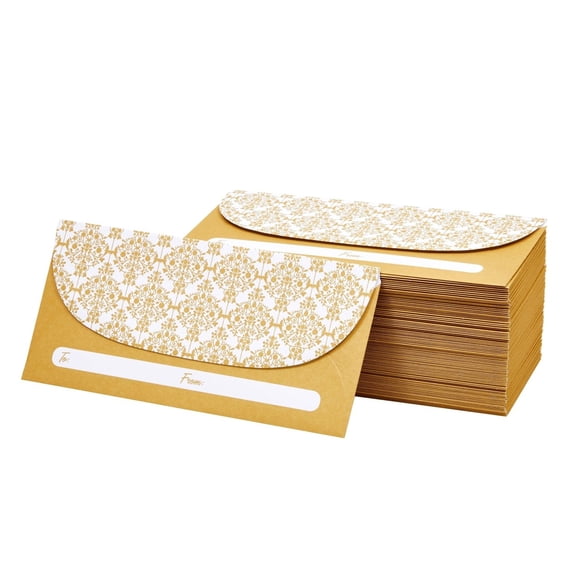 100 Pack Gold Money Envelopes, Decorative Design for Events, Bulk Value ...