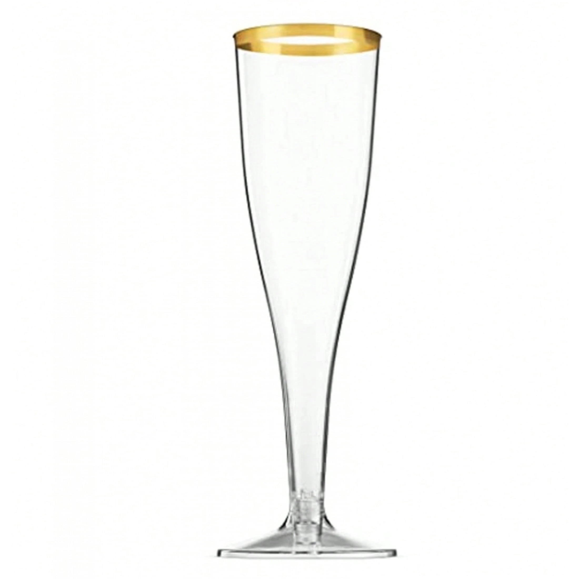 NTGFU 100-Pack 5 Oz Plastic Champagne Flutes, Gold Rim Party Cups ...