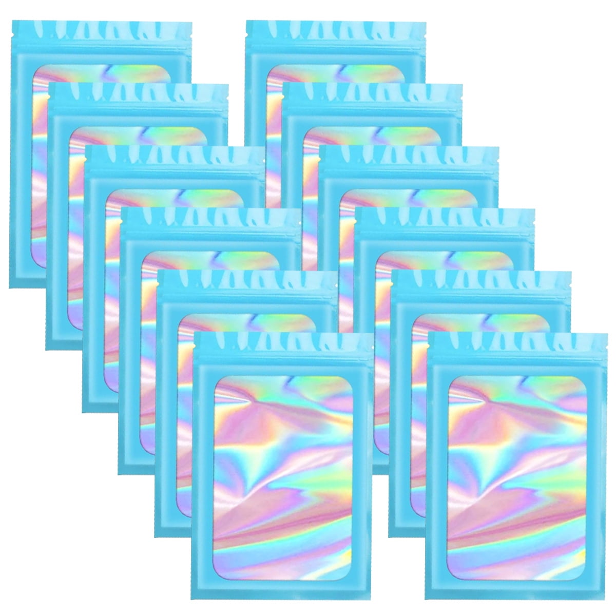 100 Pack Gradient Holographic Bags,Mylar Resealable Bags with Zipper ...