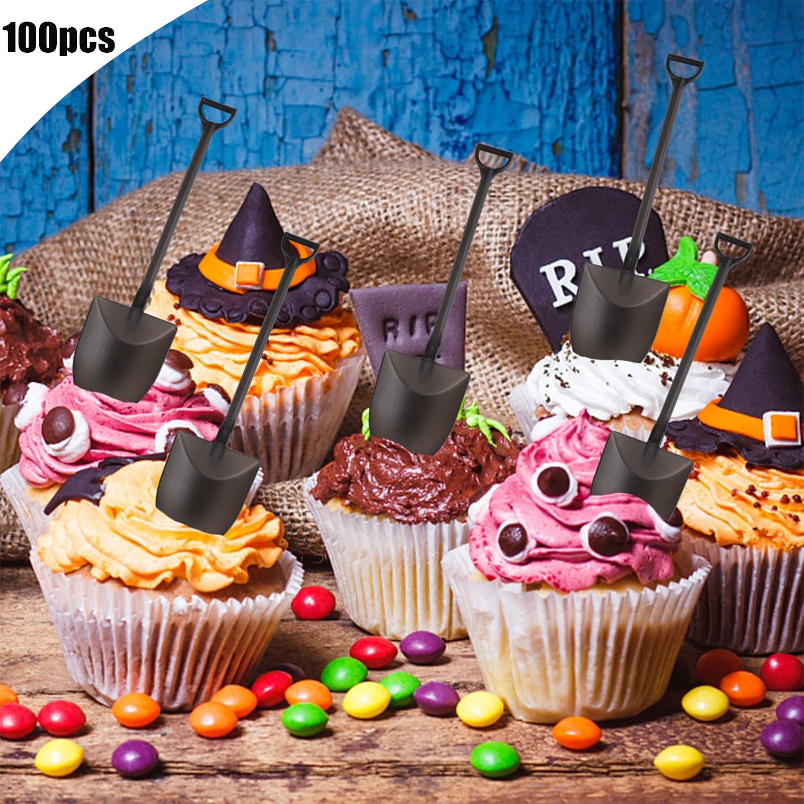 100-Pack Halloween Shovel-Shaped Disposable Spatulas, Plastic Dessert ...