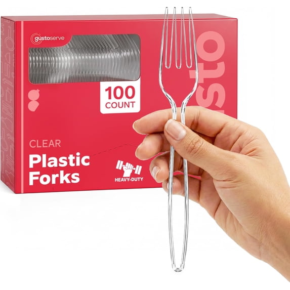 [100 Pack] Heavy Duty Disposable Clear Plastic Forks - Basic Cutlery ...
