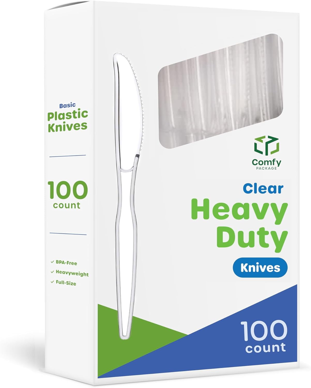100 Pack Heavy Duty Disposable Clear Plastic Knives - Basic Cutlery for ...