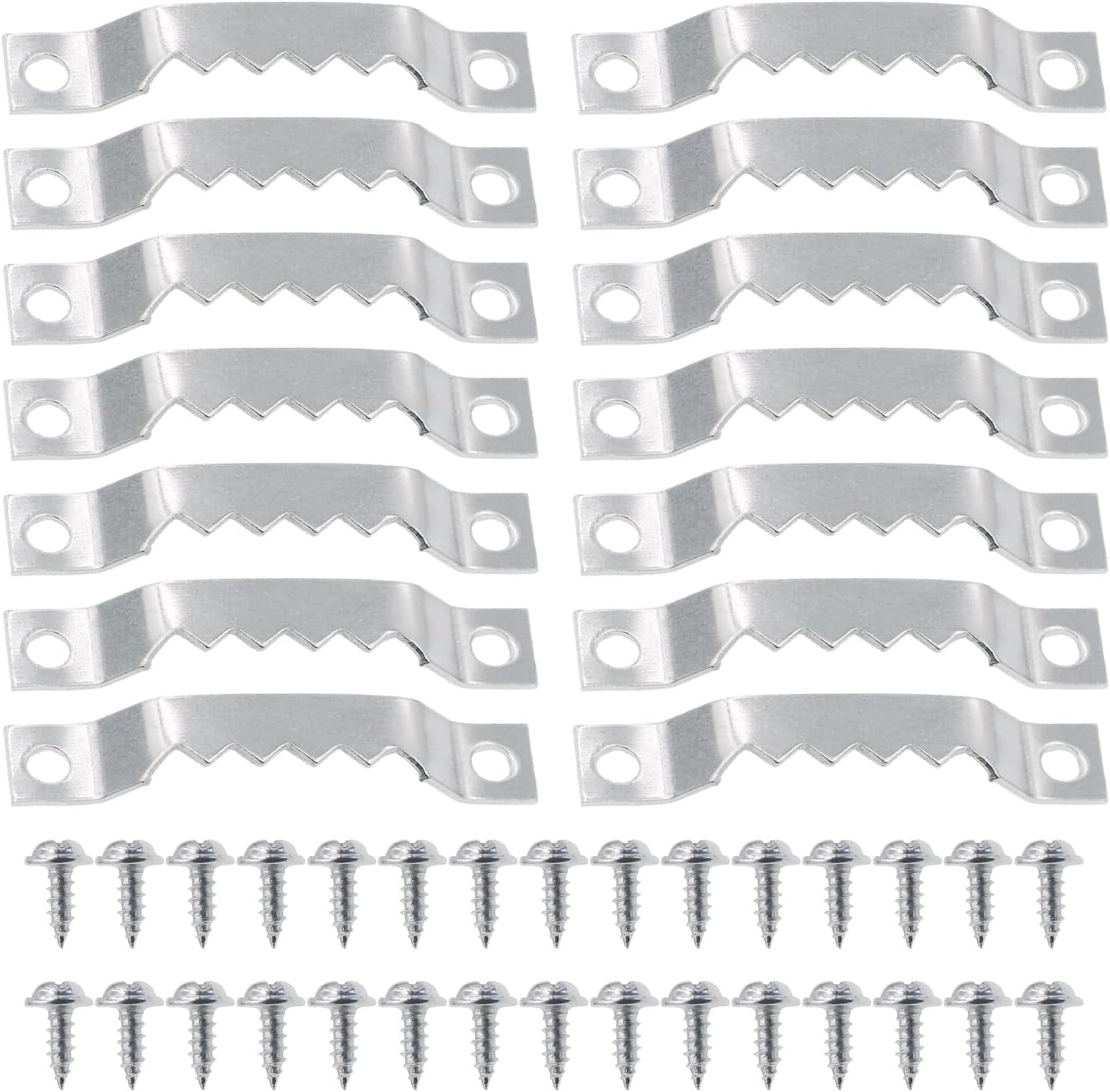 100 Pack Heavy Duty Sawtooth Picture Hanrs with 200 Screws Silver Small ...