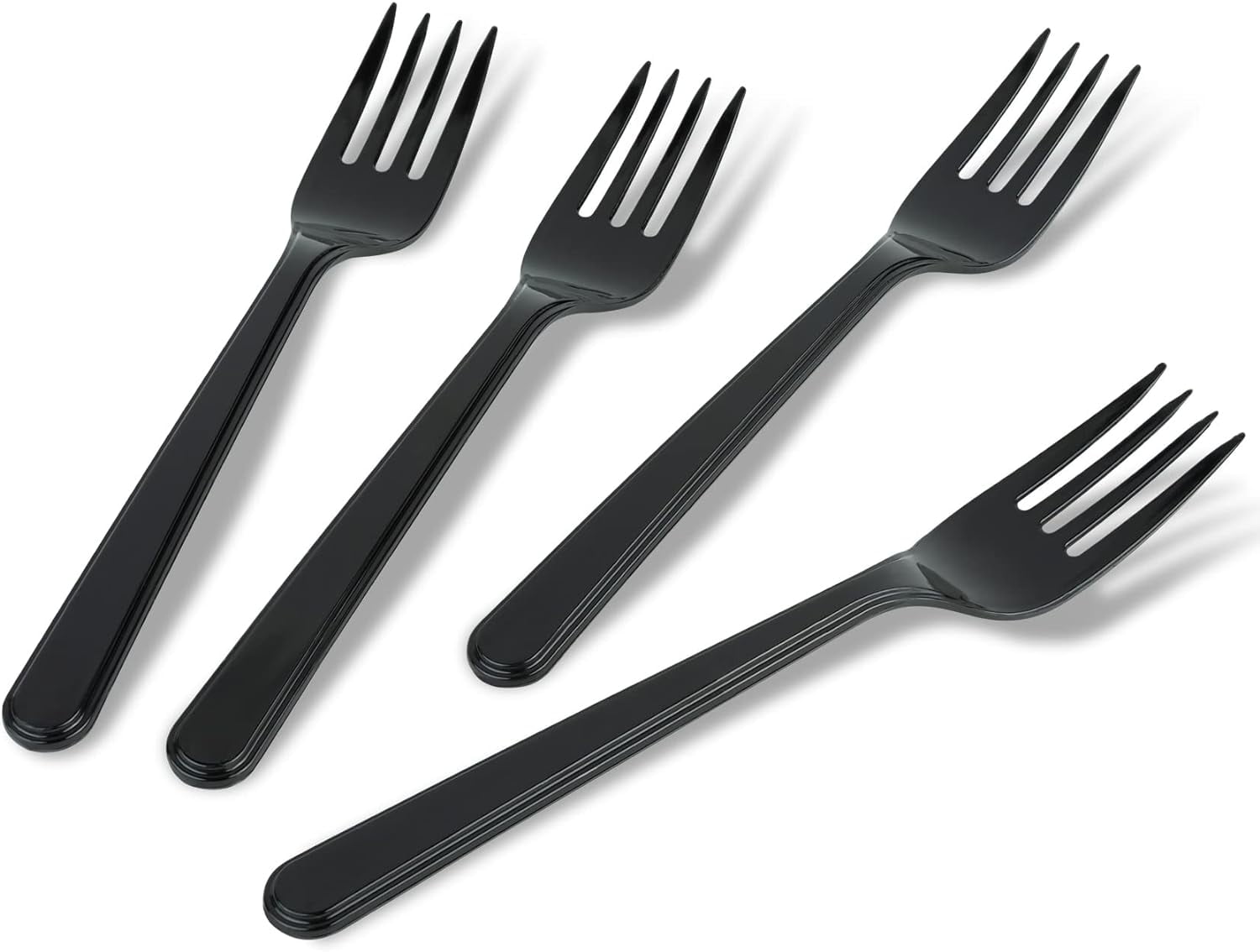 100 Pack Heavy Weight Plastic Forks Black Disposable Forks Plastic ...