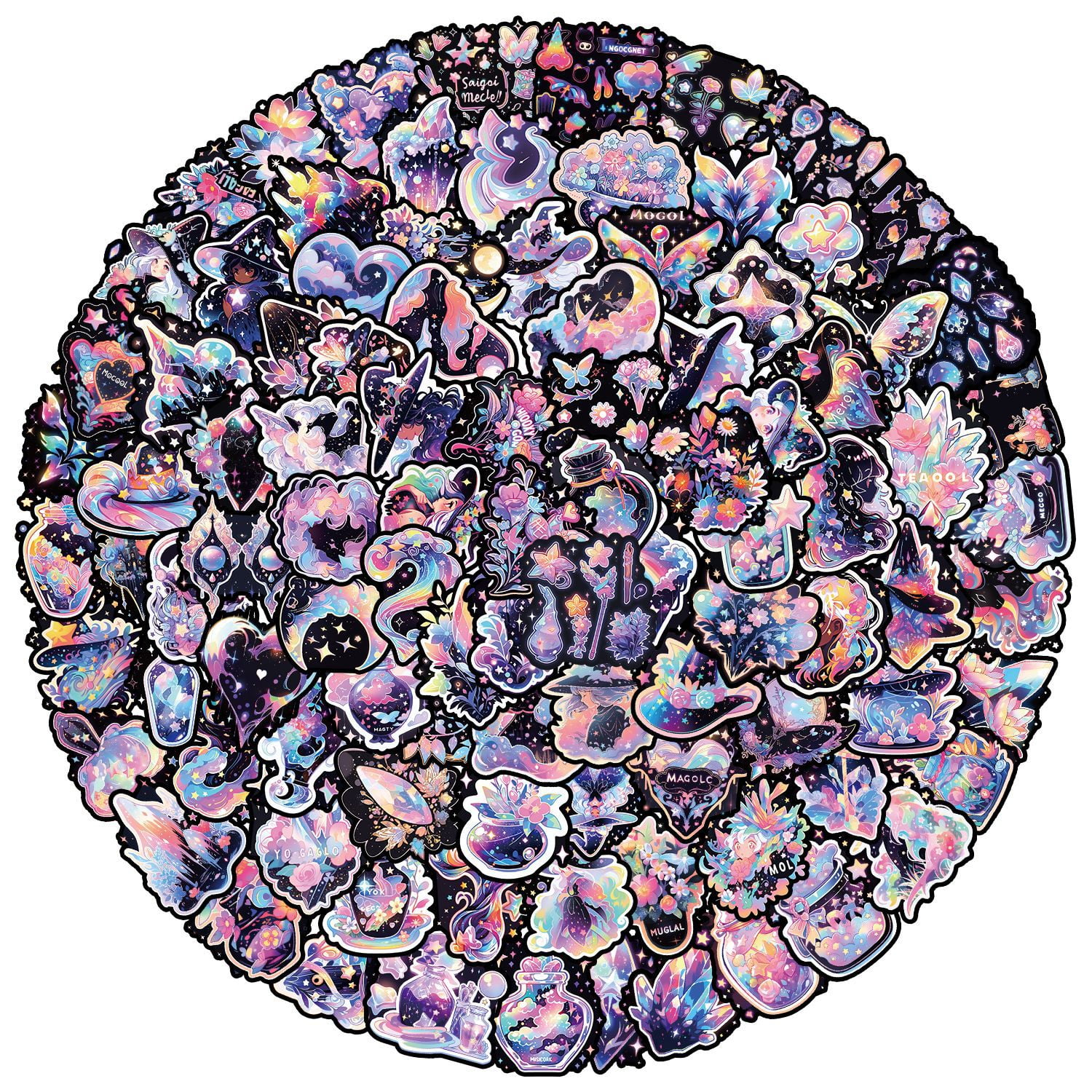 100-Pack Holographic Magic Doodle Stickers - Waterproof Creative Kids ...