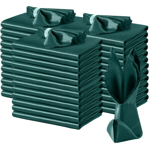 100 Pack Hunter Green Satin Napkins 17x17 Inch Wedding Napkins ...