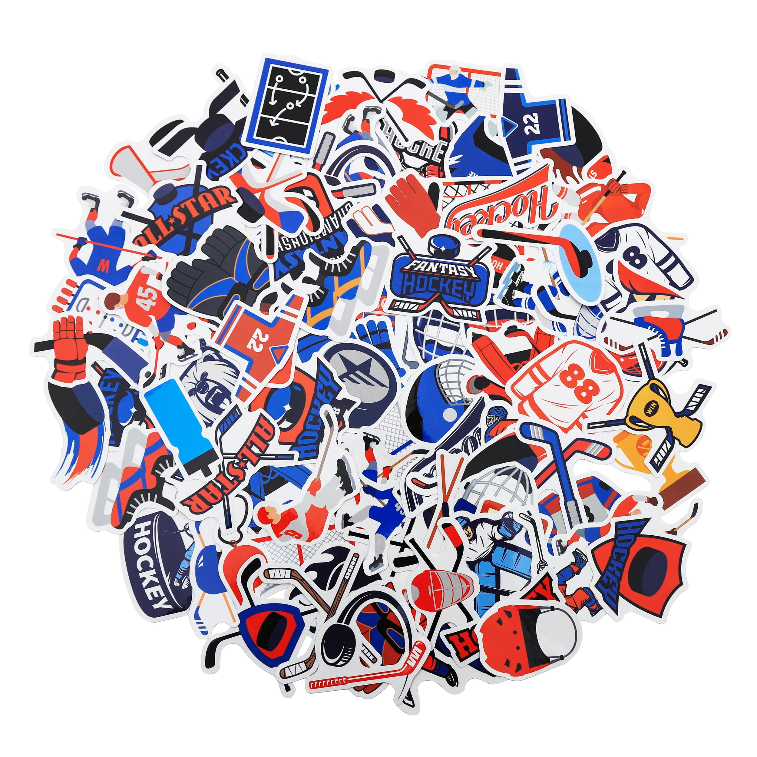 100 Pack Ice Hockey Stickers, Hockey Party Favors, Waterproof Stickers ...