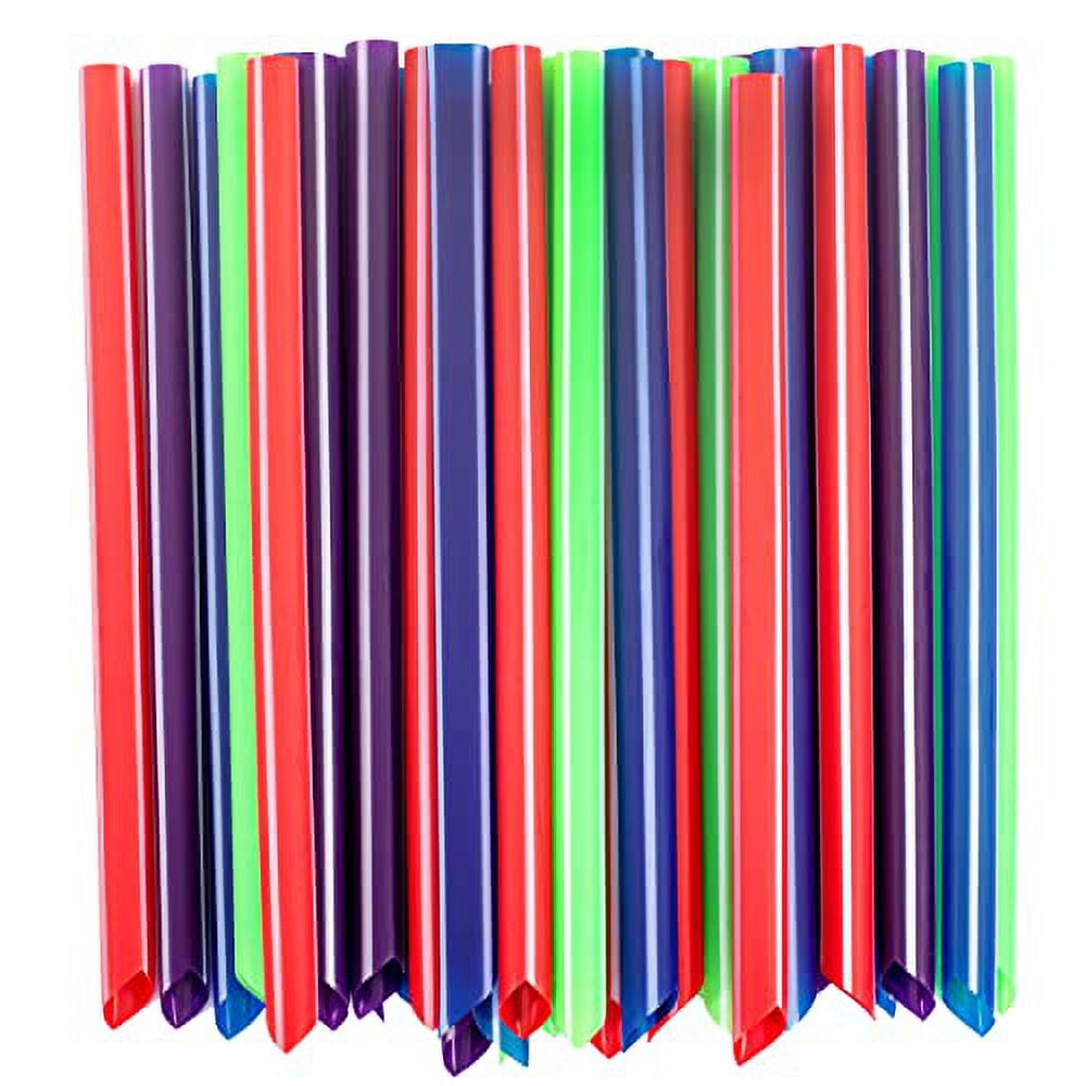 [100 Pack] Individually Wrapped Jumbo Smoothie Straw, Multi Colors Boba ...