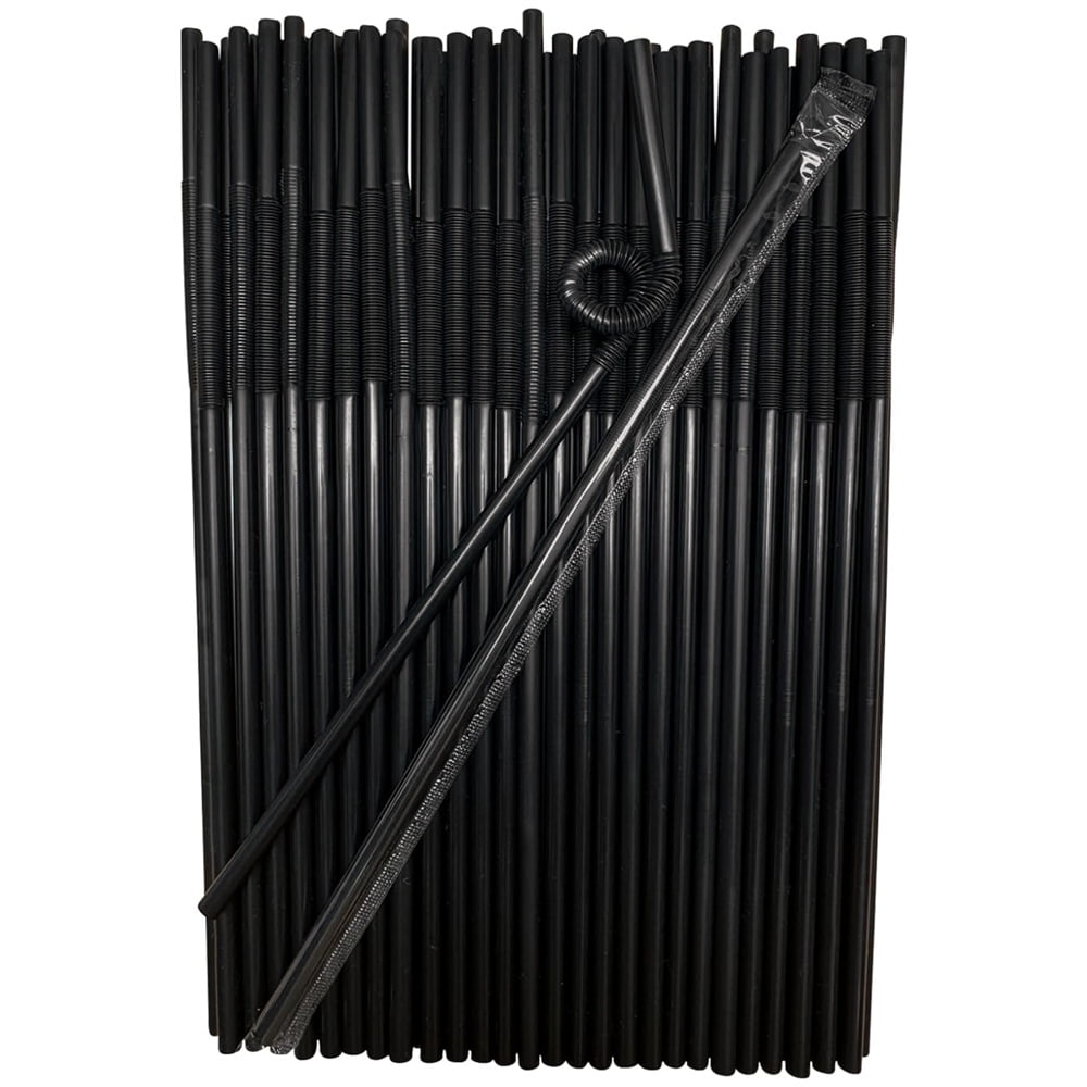 100 Pack Individually Wrapped Plastic Straws,10.2" Disposable Beverages ...