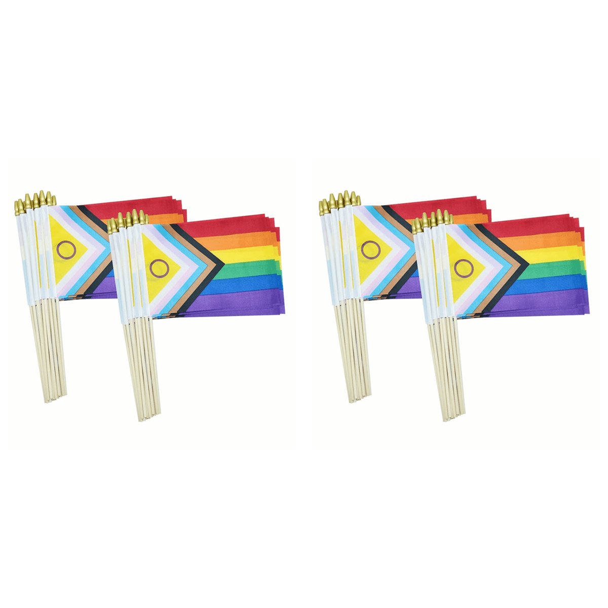 100 Pack Intersex Progress Gay Pride Stick Flag Small Mini Rainbow Hand ...
