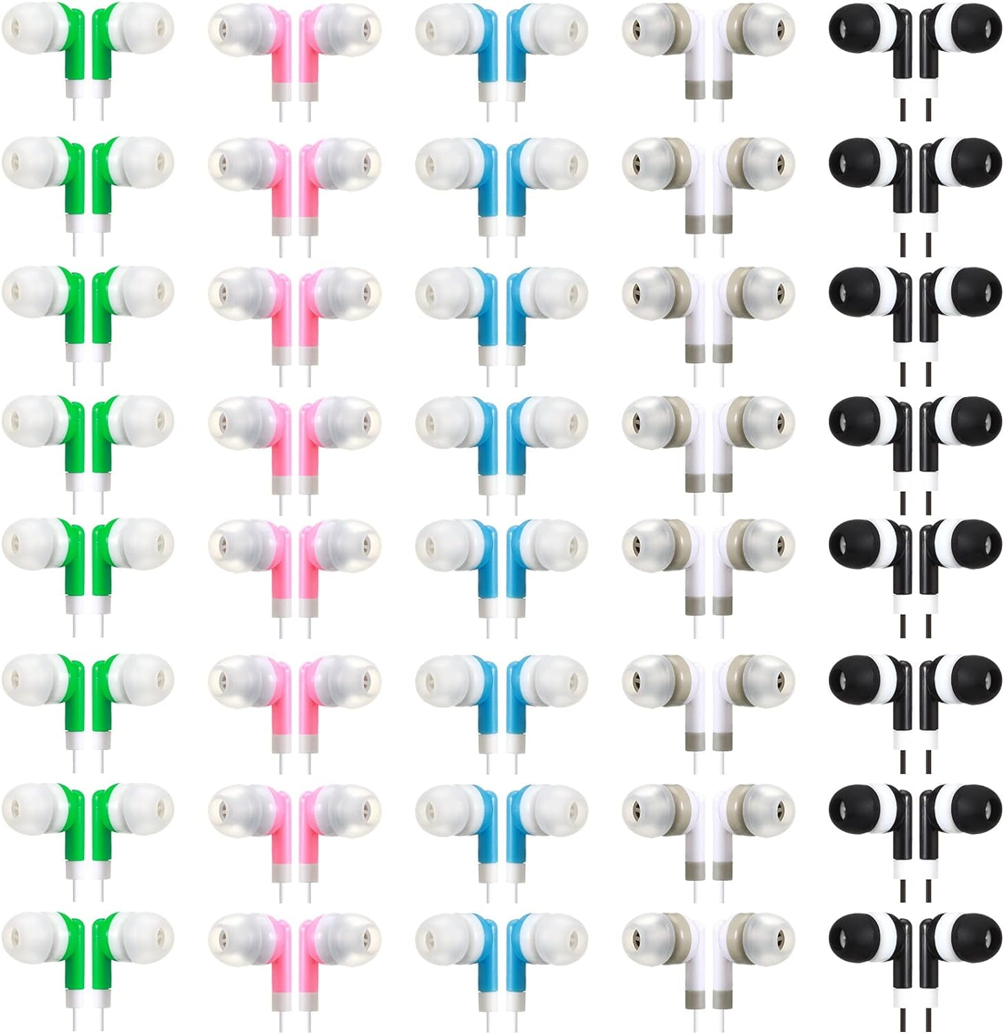 100 Pack Kids Earbuds Wired Earphones Wired Earbuds Multipack Earbuds ...