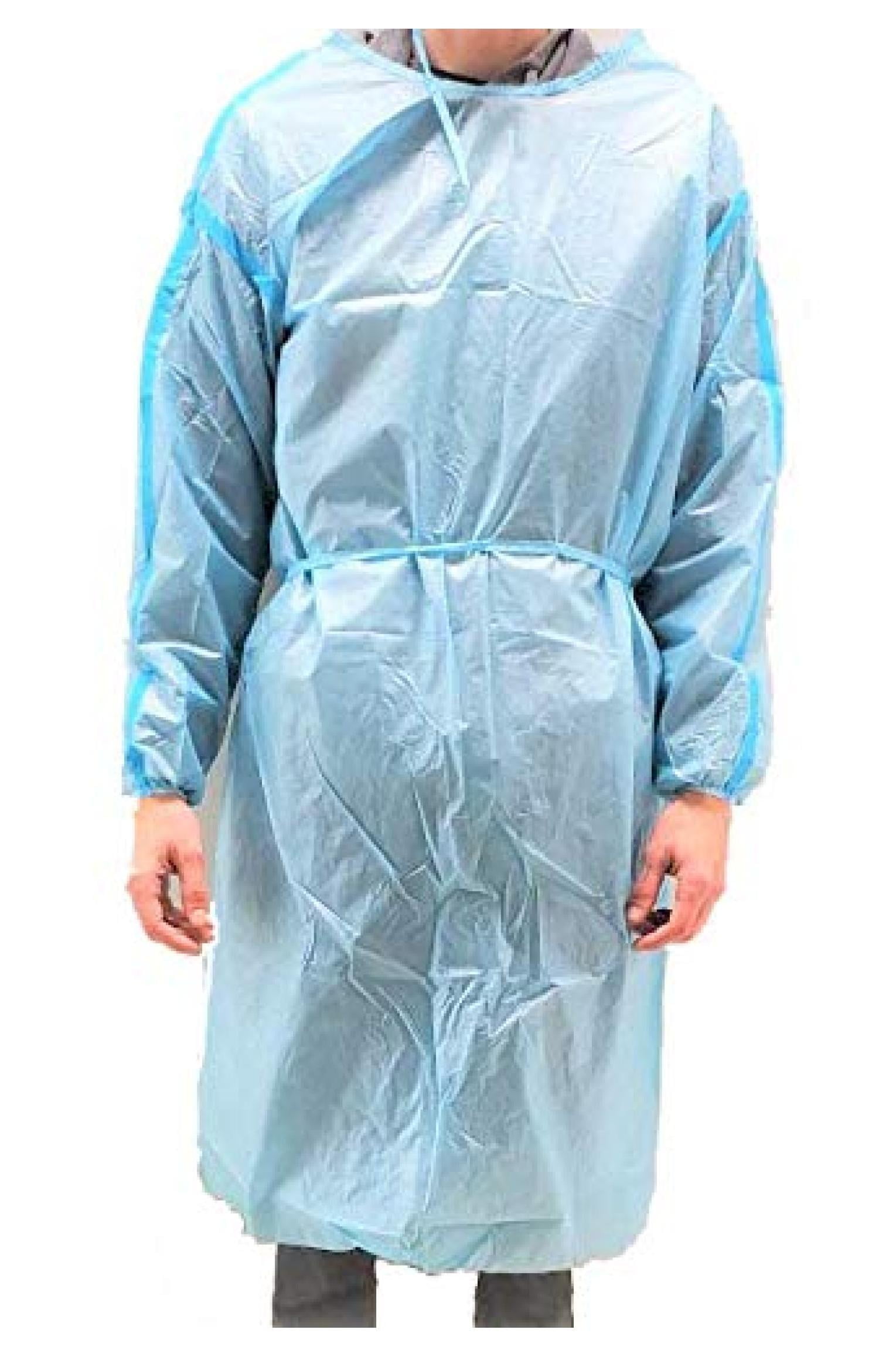 100 Pack LEVEL 2 PP + PE Disposable Isolation Gowns Blue with Elastic ...