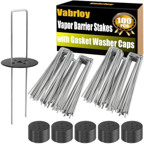 100 Pack Landscape Staples, 11 Gauge 6 Inch Garden Stakes with Gasket ...