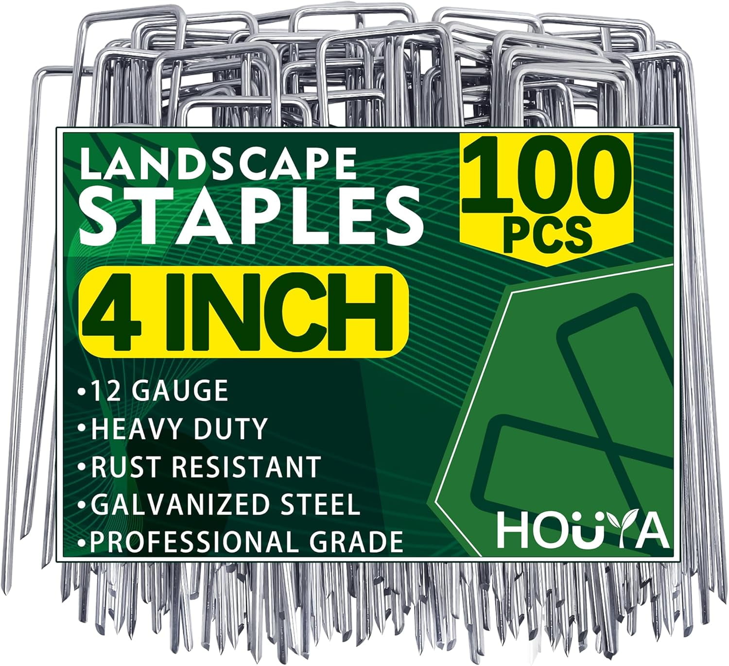 100 Pack Landscape Staples 4 Inch 12 Gauge Garden Stakes Galvanized ...