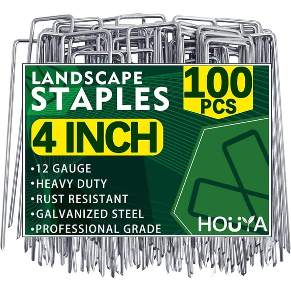 100 Pack Landscape Staples 4 Inch 12 Gauge Garden Stakes Galvanized ...
